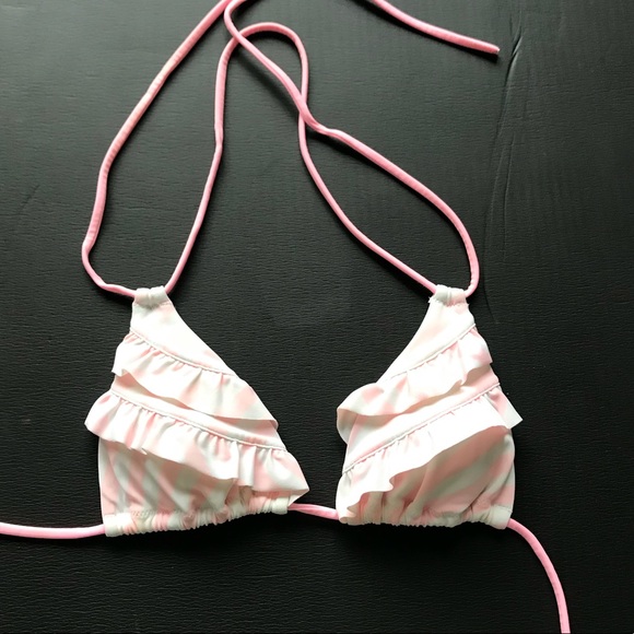 Victoria's Secret | Swim | Victorias Secret Pink White Ruffle String ...